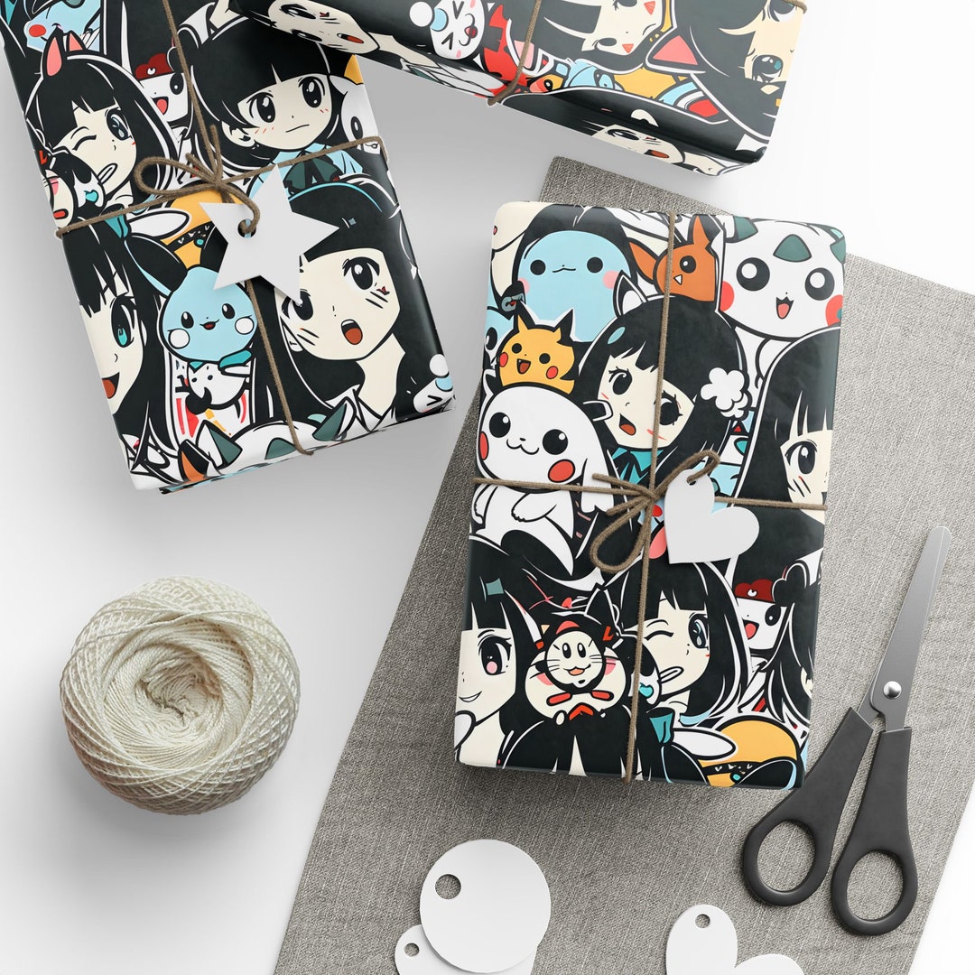 Anime Wrapping Paper, Anime Gift Wrap, Kawaii Birthday Wrapping Paper ...