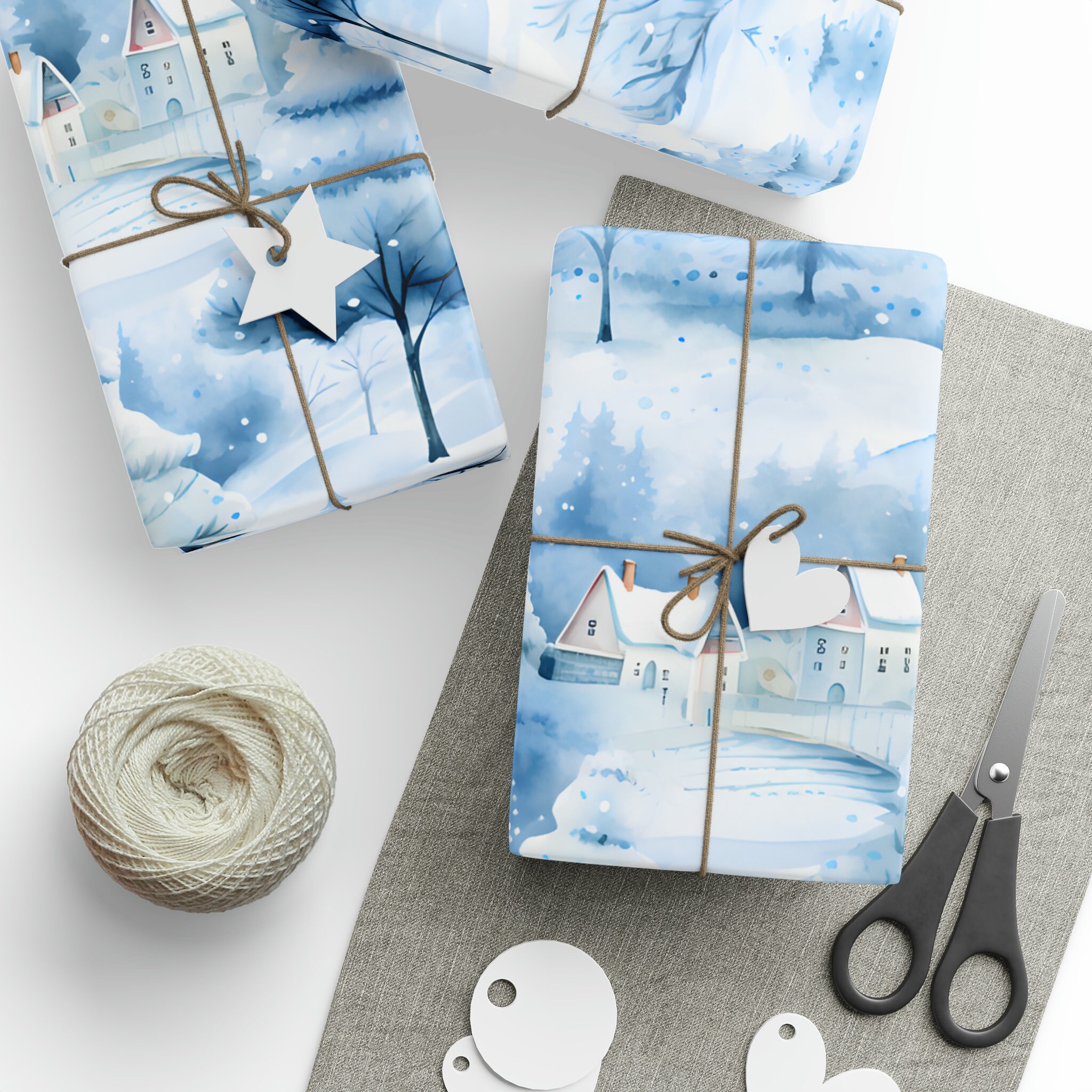 Watercolor Winter Wonderland Wrapping Paper Rolls, Elegant Gift Wrap ...