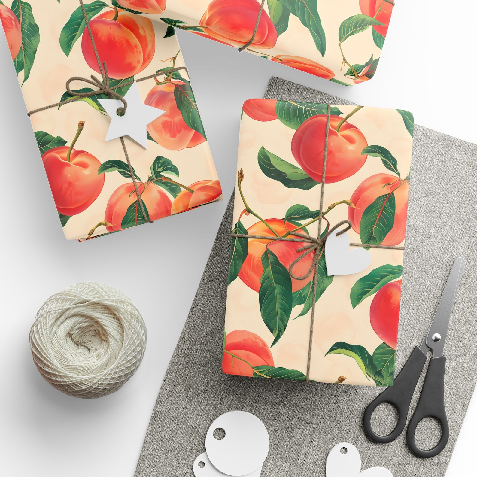 Peach Wrapping Paper, Peach Fuzz Gift Wrap, Fresh Fruit Gift Paper ...
