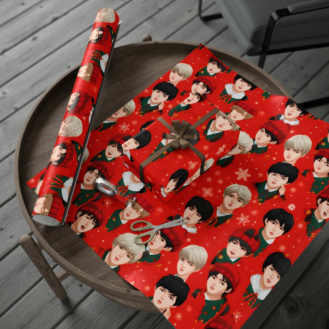 BTS Christmas Wrapping Paper Korean K-pop Gift Wrap, Fun BTS K-pop Gift ...