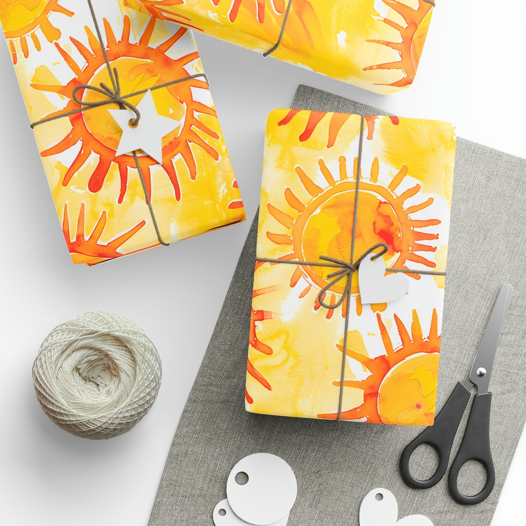 Watercolor Sunshine Gift Wrap for Birthdays, Christmas, Summertime ...