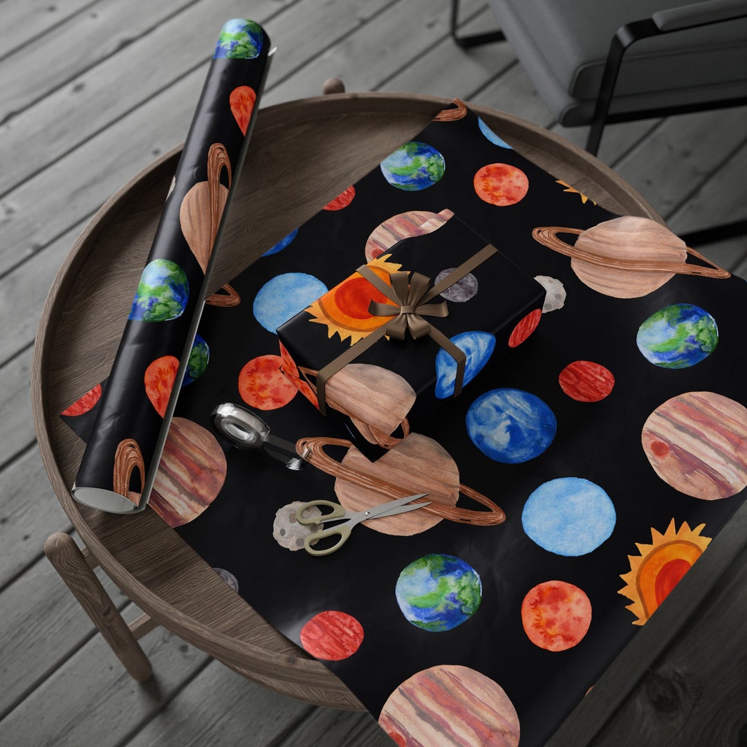 Solar System Wrapping Paper, Planets Gift Wrap, Outer Space Party ...