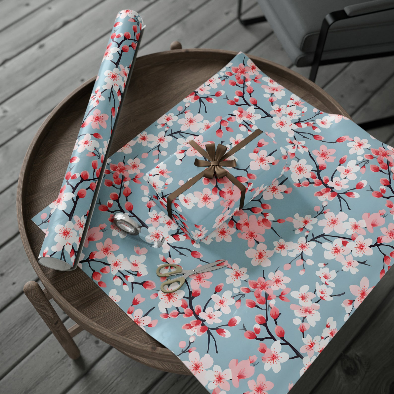 Cherry Blossom Wrapping Paper Rolls, Elegant Watercolor Gift Wrap, Springtime Pink Floral Gift ...