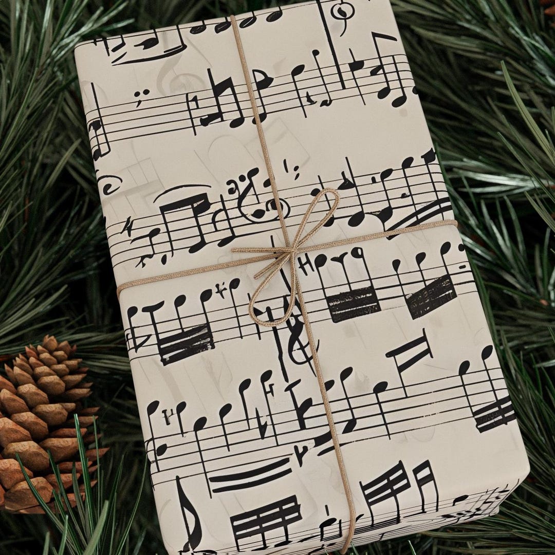 Sheet Music Wrapping Paper for Birthdays and Christmas, Music Themed ...