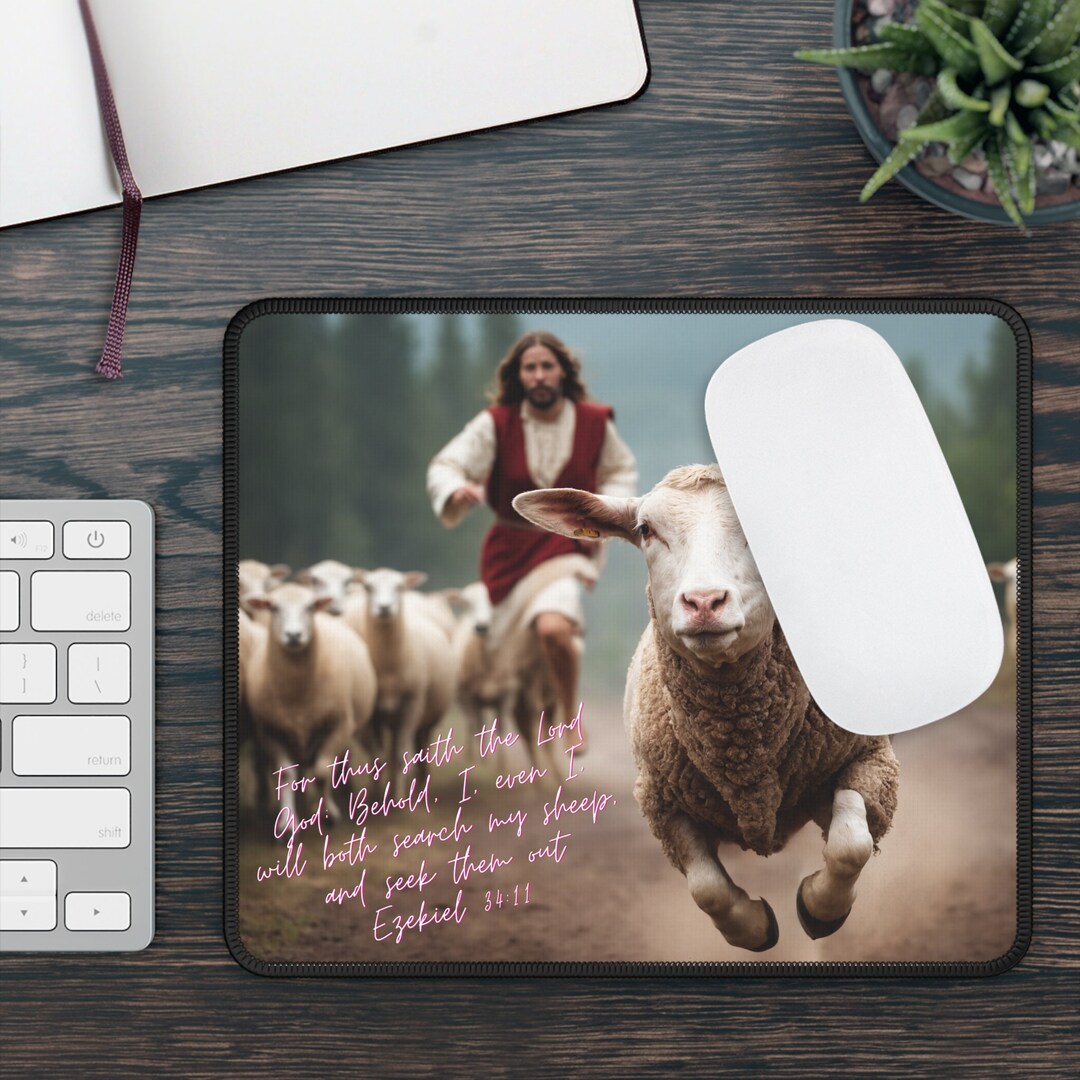 Christian Mouse Pad, Search My Sheep, Jesus Yeshua Bible Verse Desk ...