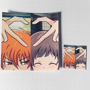 Romance Anime Heart Stickers - Cute Couple Illustrations - Kawaii Anime ...