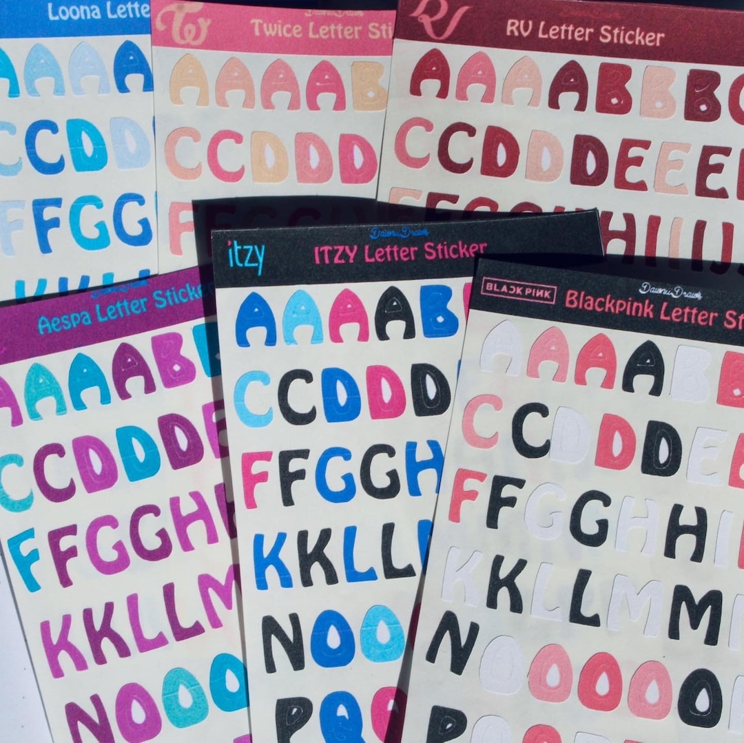 Kpop Girl Group Letter Sticker Sheet AESPA, ITZY, BLACKPINK Hallyu Wave ...