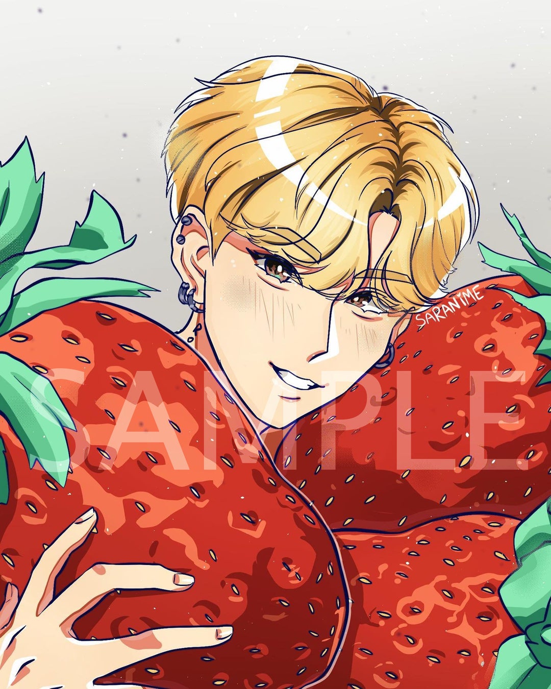 Boy & Strawberry Art Print, Ricky Boys Planet Illustration Poster ...