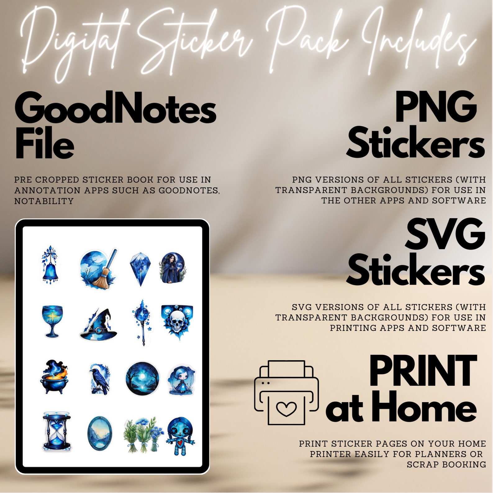Digital Stickers Printable Stickers Watercolour Clipart SVG PNG Images ...