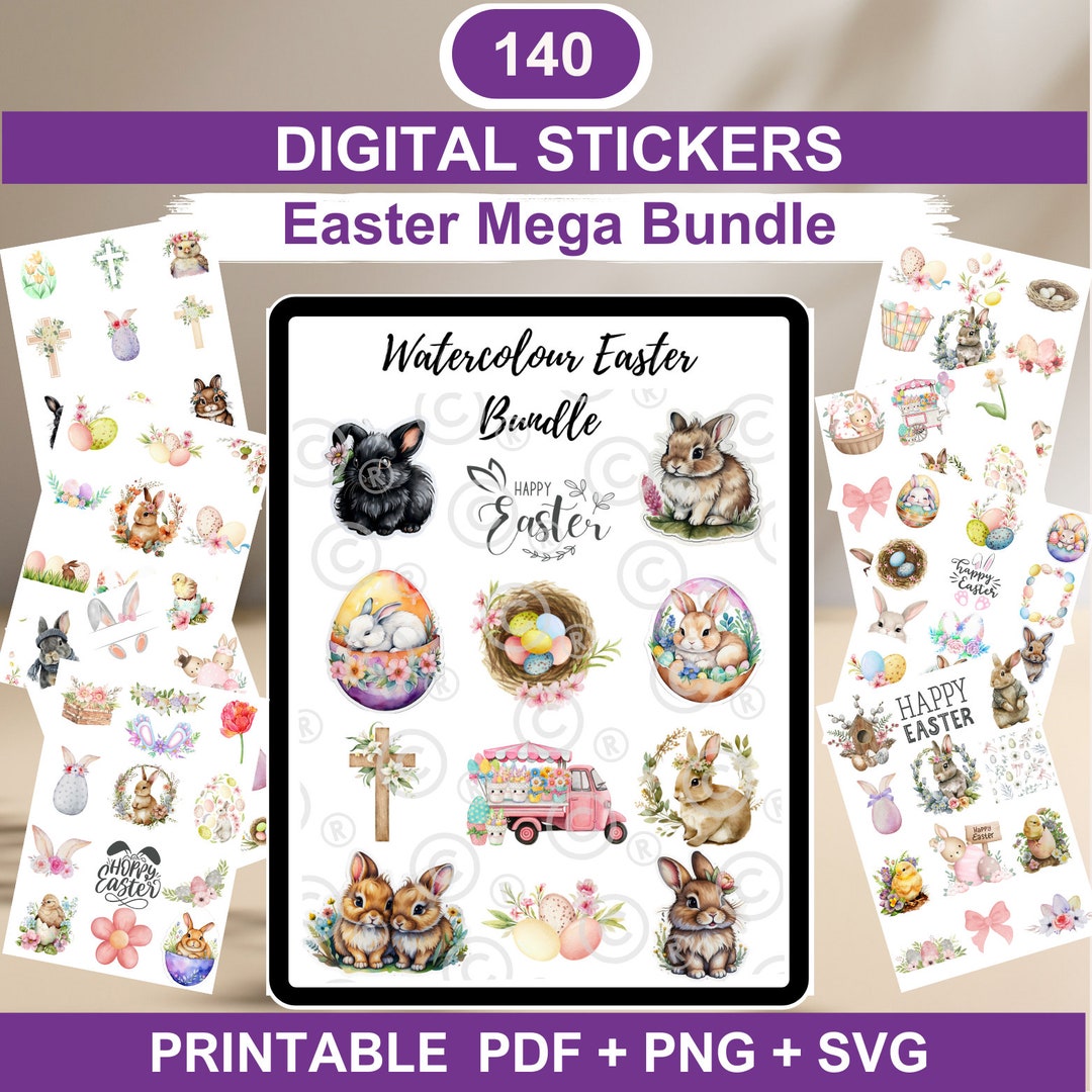 Digital Sticker Sheet Printable Watercolour Clipart SVG PNG Images ...