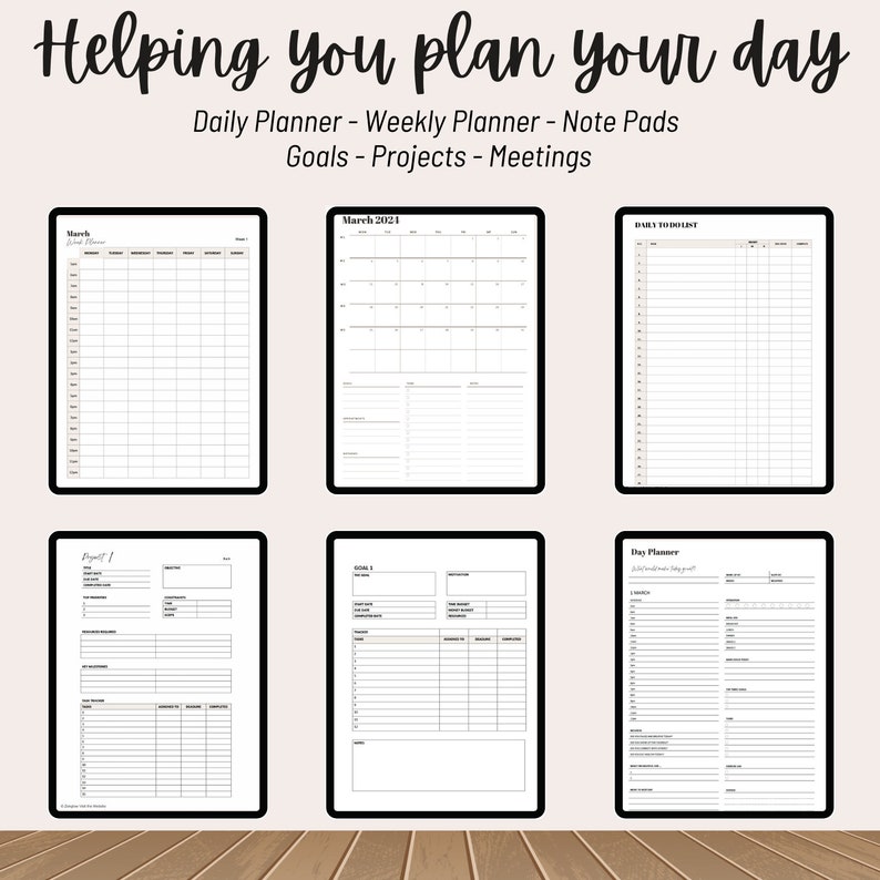 2024 Calendar Printable Planner Downloadable Journal Daily Planner ...