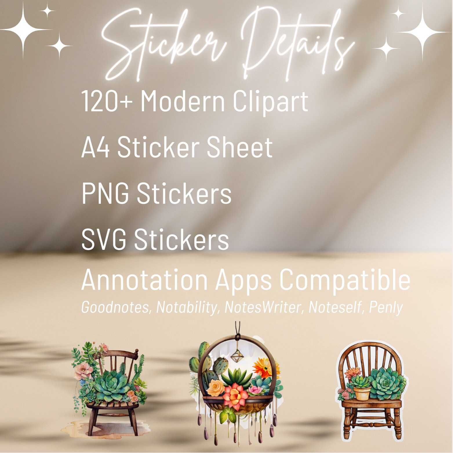 Digital Stickers Printable Stickers 210 Succulents Stickers Watercolour ...