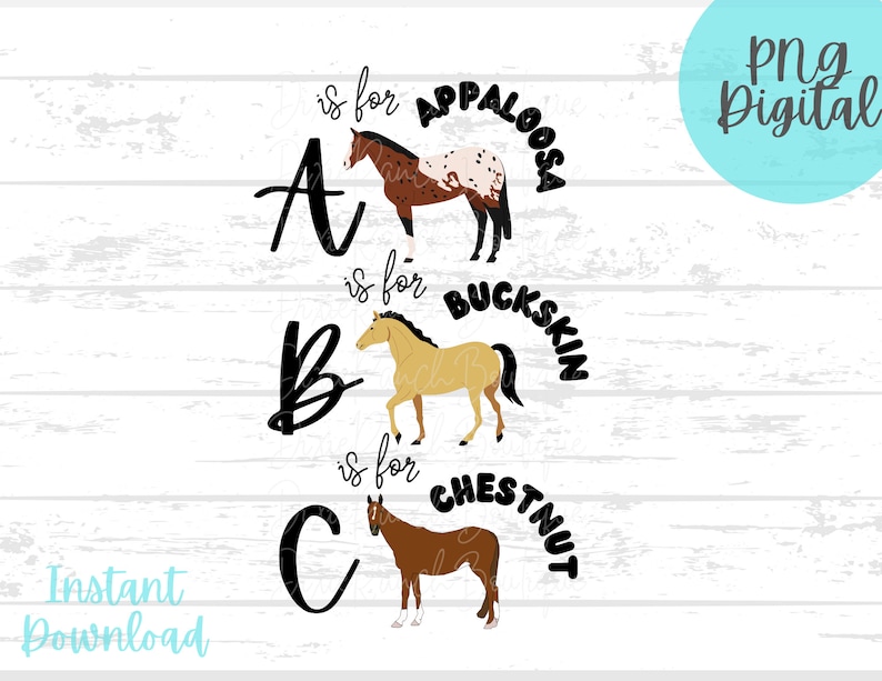 Equestrian ABC Horses Alphabet PNG, Kids Nursery Decor (digital ...