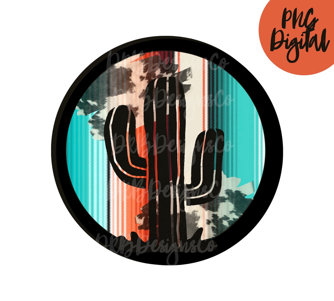 Western Serape Cactus Circle With Cowhide PNG Digital Download ...