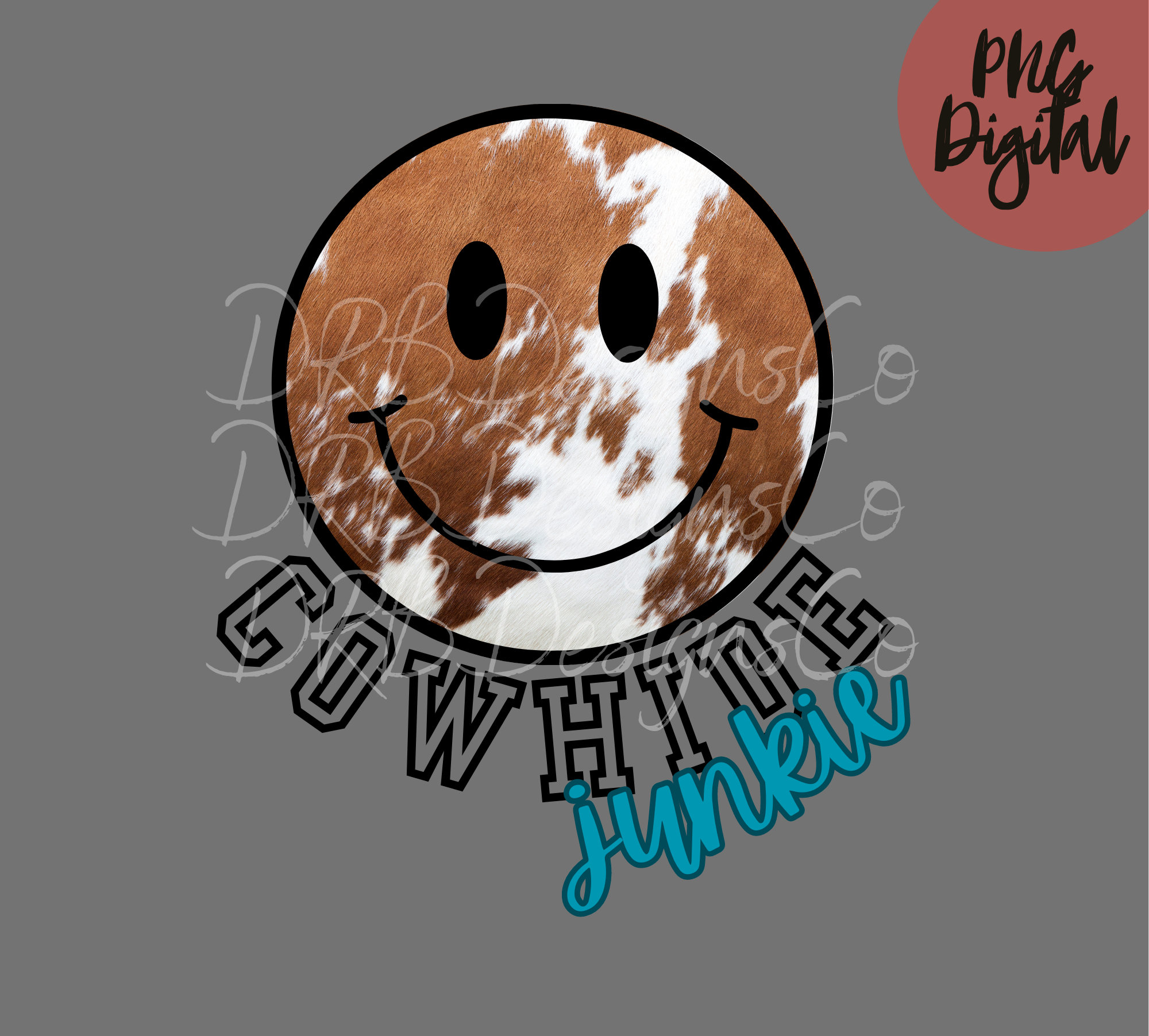 Cowhide Junkie PNG Cow Print Smile Face PNG Western - Etsy
