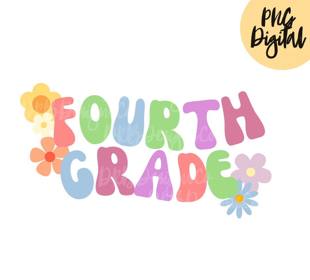 Fourth Grade Rainbow Warp Text School PNG Digital Sublimation Printable ...