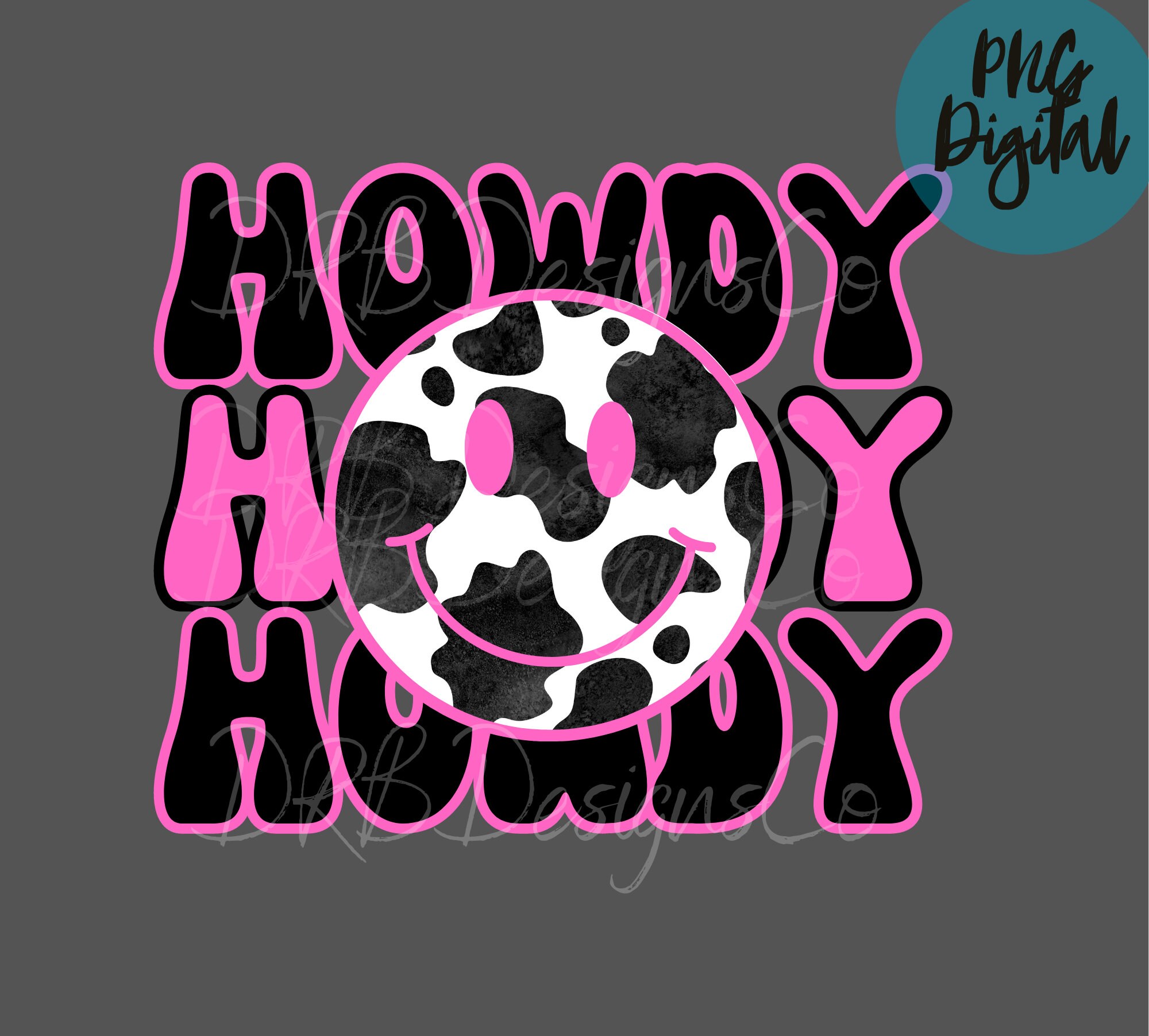 Howdy Smile Face PNG Western Cowgirl Pink Cow Print PNG Sublimation ...