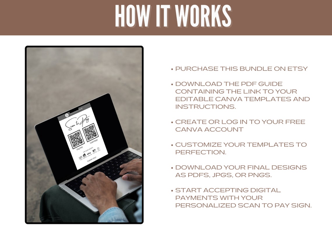 Scan to Pay Template, QR Code Sign, Price List Editable Canva Templates ...