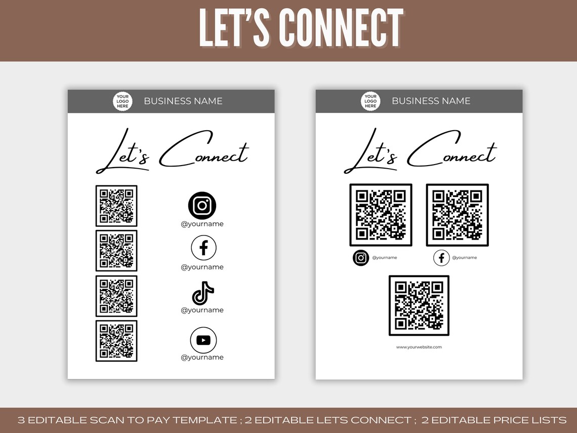 Scan to Pay Template, QR Code Sign, Price List - Editable Canva ...