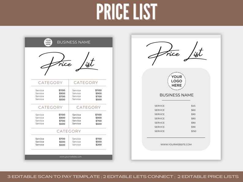 Scan to Pay Template, QR Code Sign, Price List - Editable Canva ...