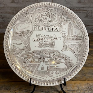 Vintage 1960s Nebraska 9" Collectible Metallic State Plate Landmark ...