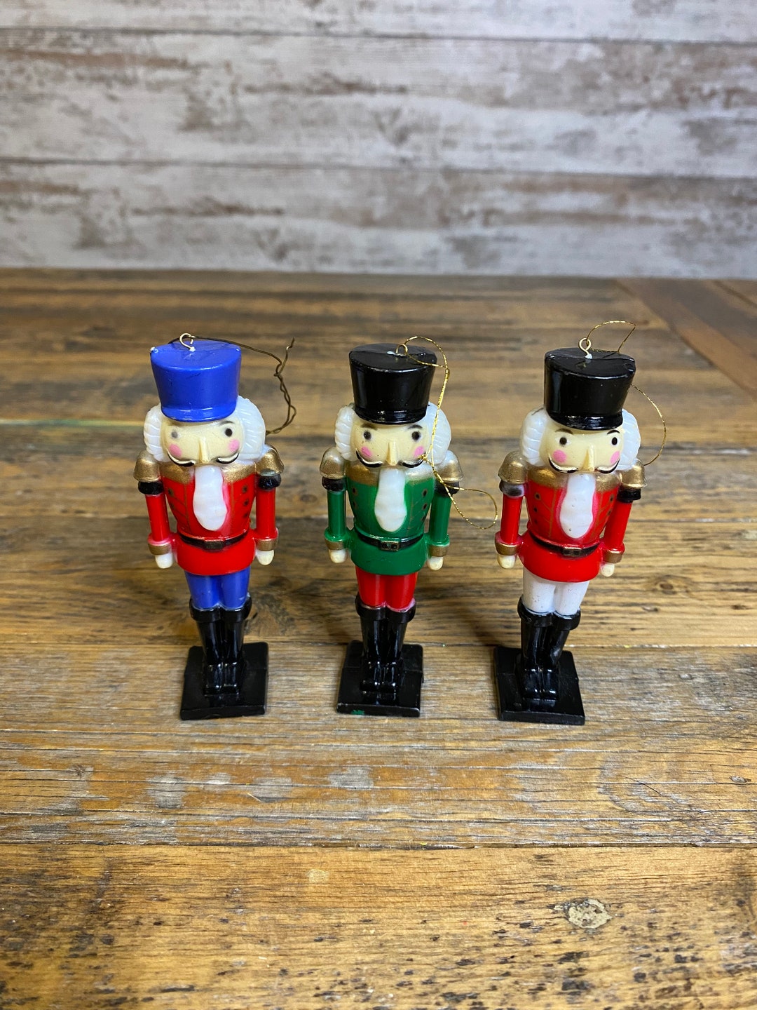 Set of 3 Vintage ~4” Red, Blue, and Green Plastic Nutcracker Toy ...