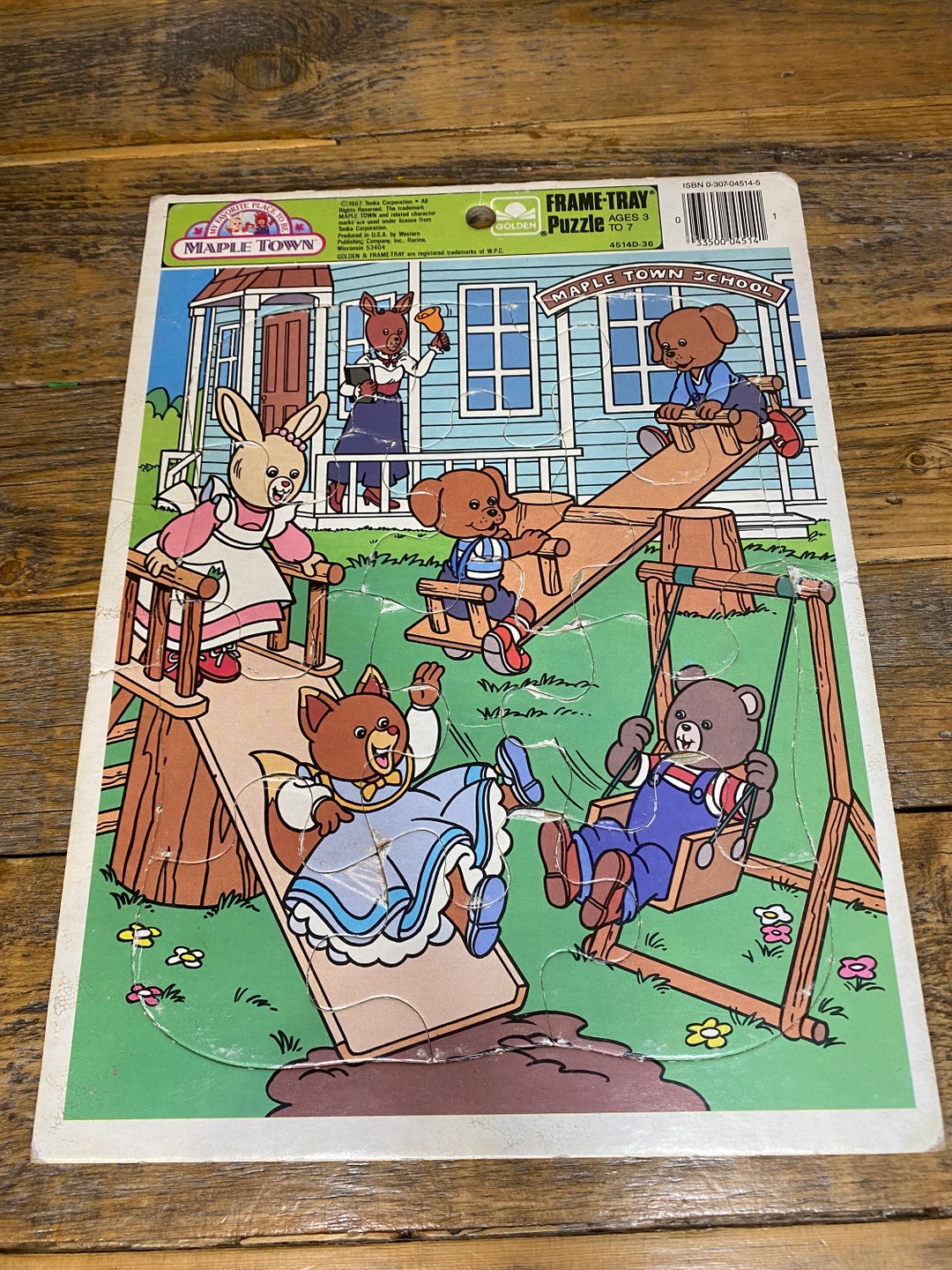 Vintage Maple Town 1987 Golden Frame Tray Puzzle Tonka - Etsy