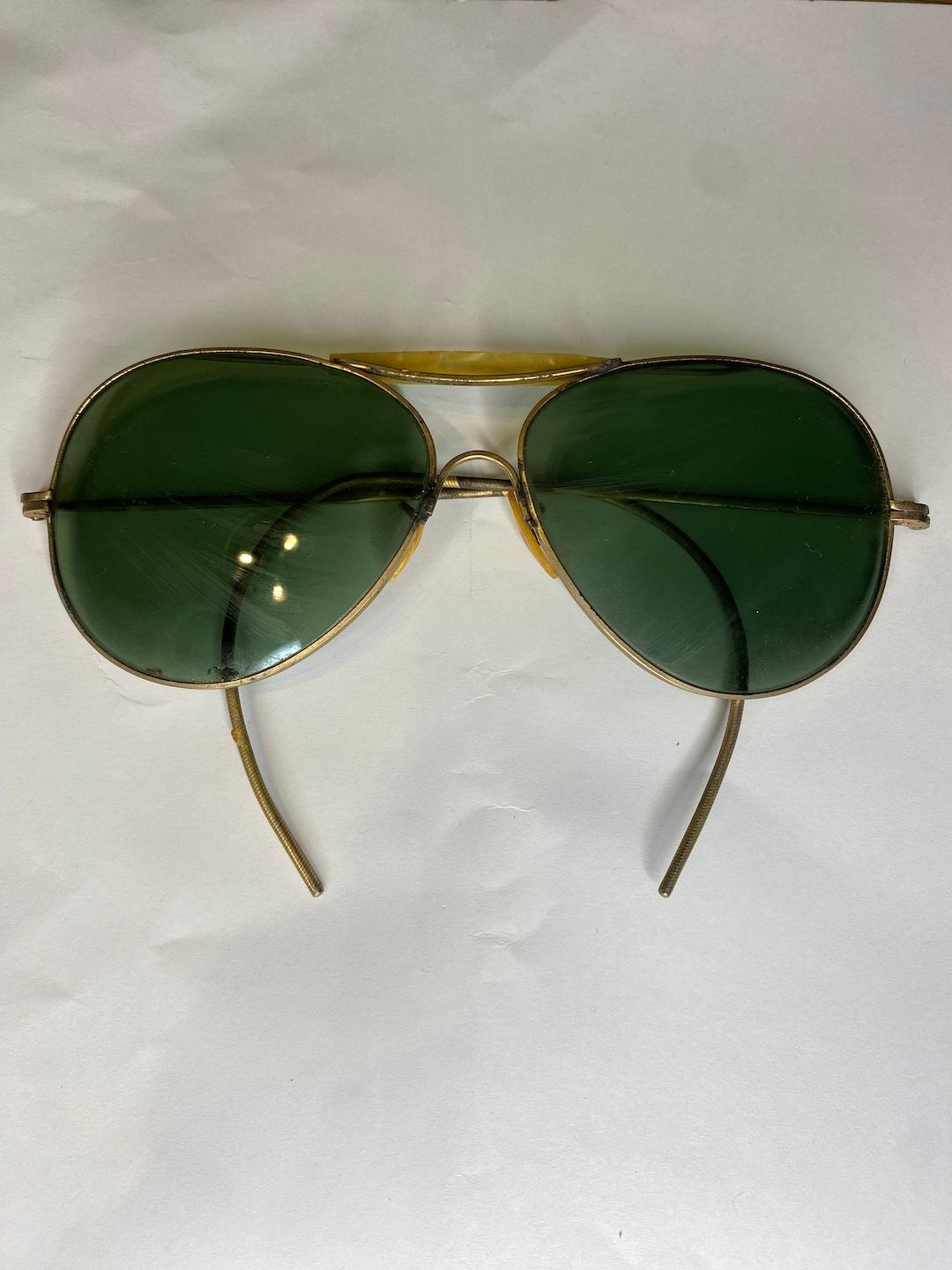Vintage Antique 1940's Aviator Sunglasses - WWII Era - Green Lenses - Etsy