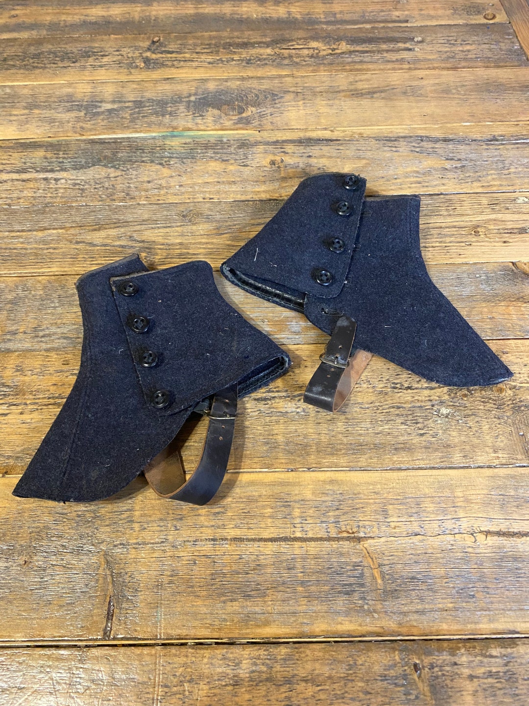 Antique Vintage Dark Grey Felt Wool Spats Victorian Shoe Covers ...