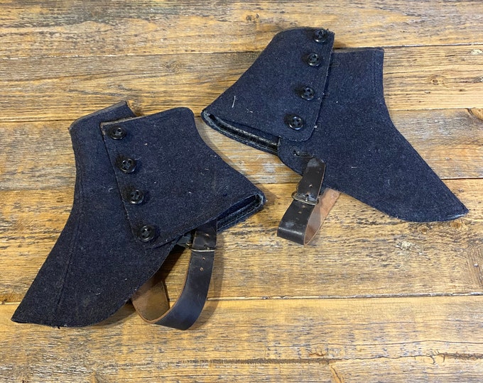 Antique Vintage Dark Grey Felt Wool Spats Victorian Shoe Covers ...
