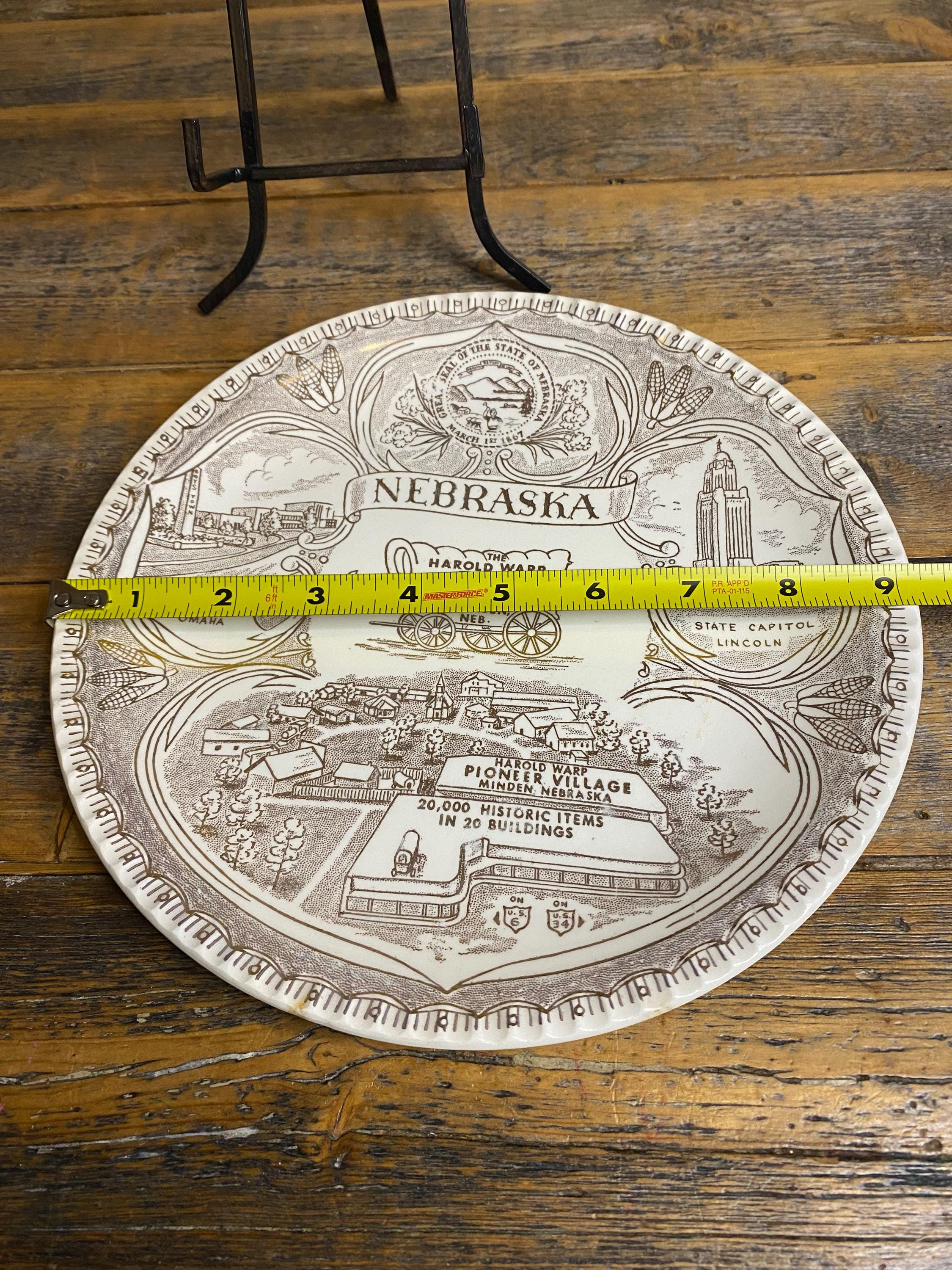 Vintage 1960s Nebraska 9" Collectible Metallic State Plate Landmark ...
