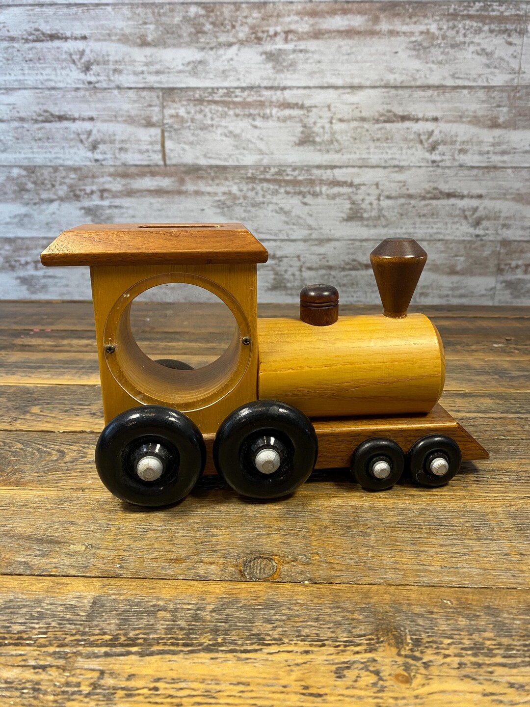 Vintage Wooden Handmade Toy Train Coin Piggy Bank - Etsy