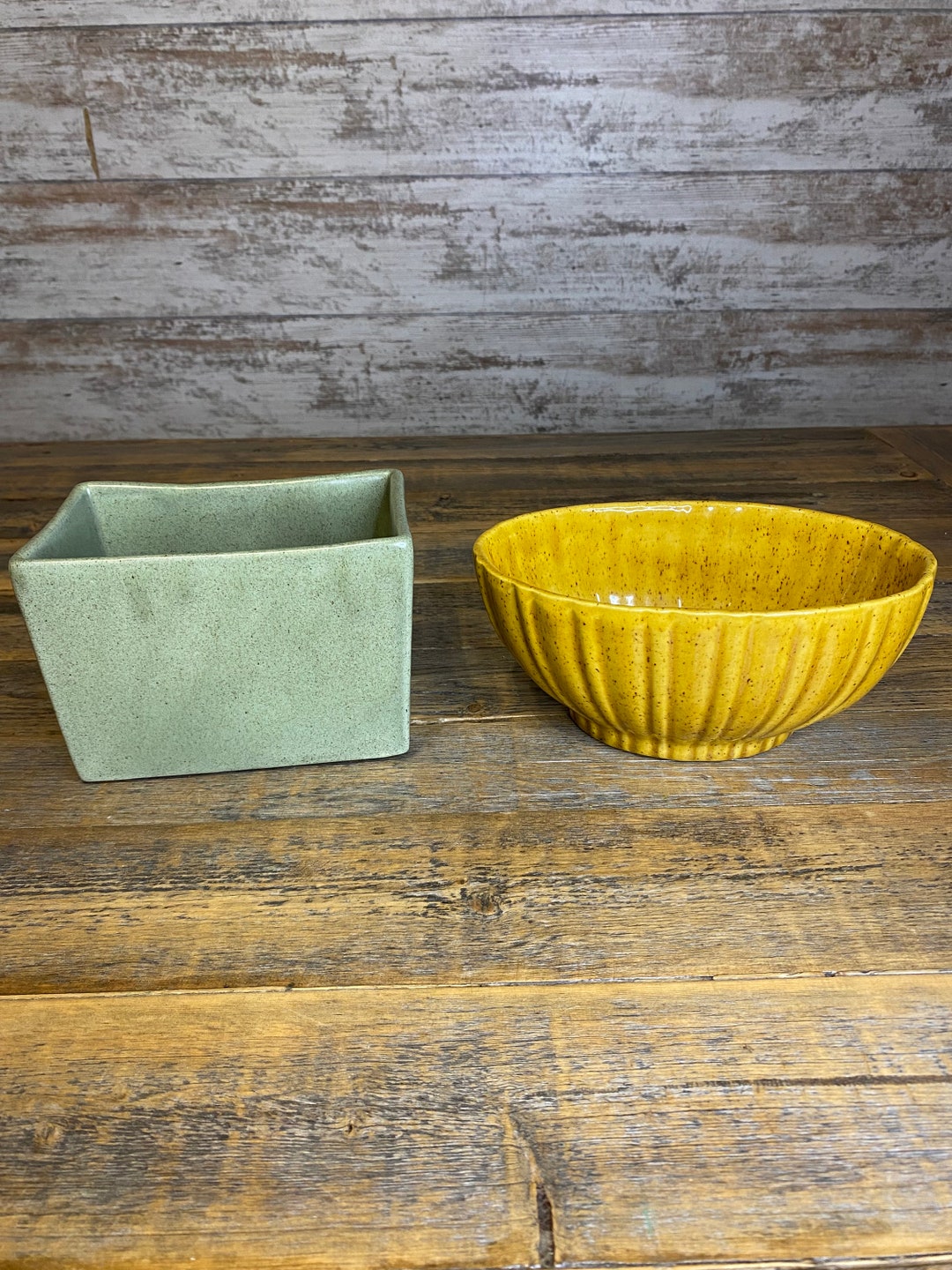 Vintage Haeger USA Pottery Planters Gold / Mustard Yellow 4020 - Etsy