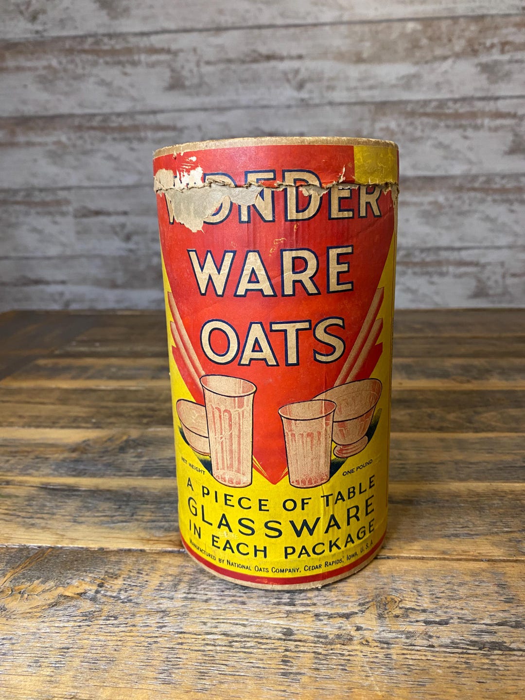 Rare Vintage Antique Wonder Ware Oats Cardboard Cylinder Container - Etsy