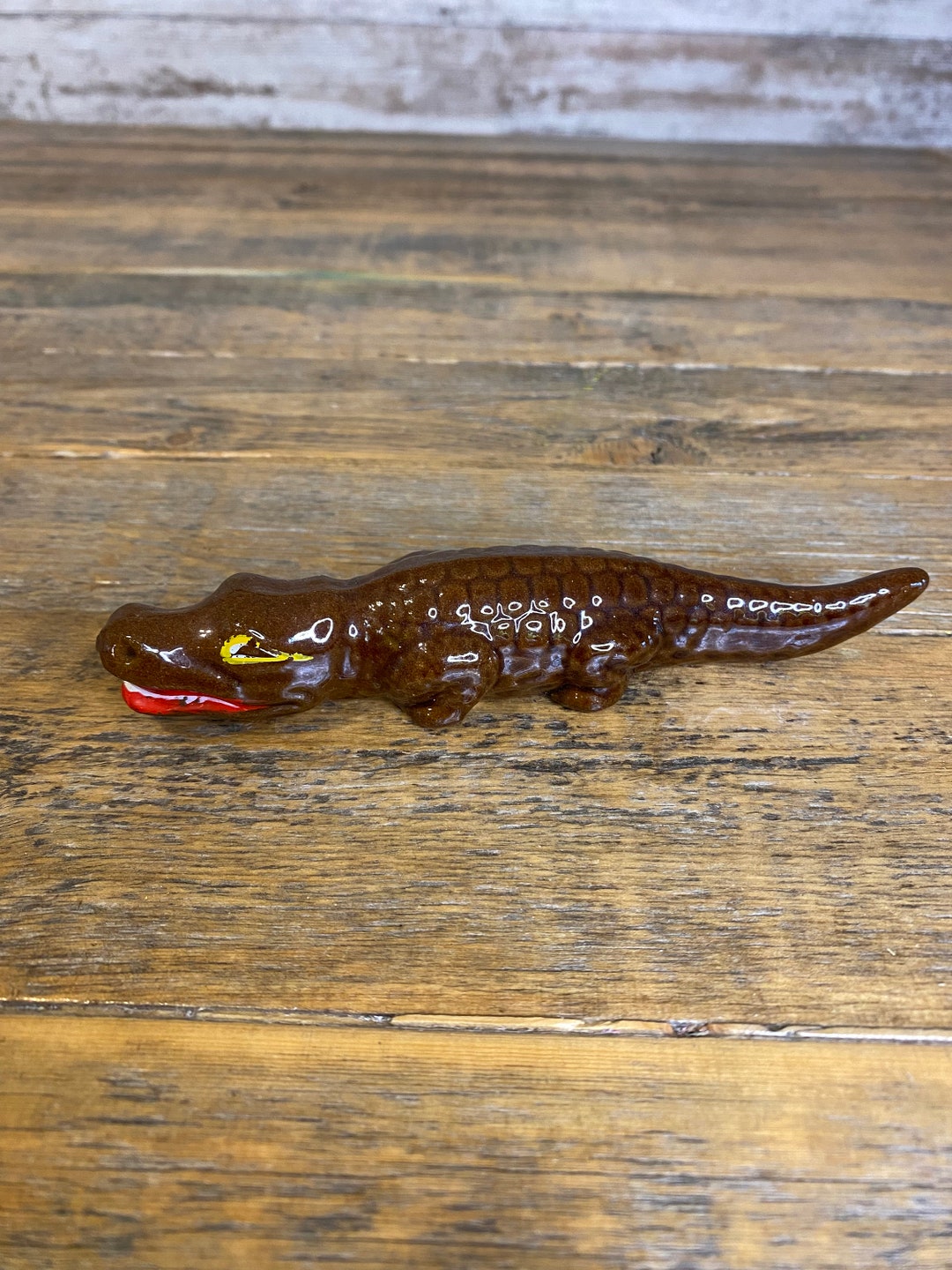 Vintage Brown Ceramic 6” Alligator Crocodile Figurine Made in Japan - Etsy