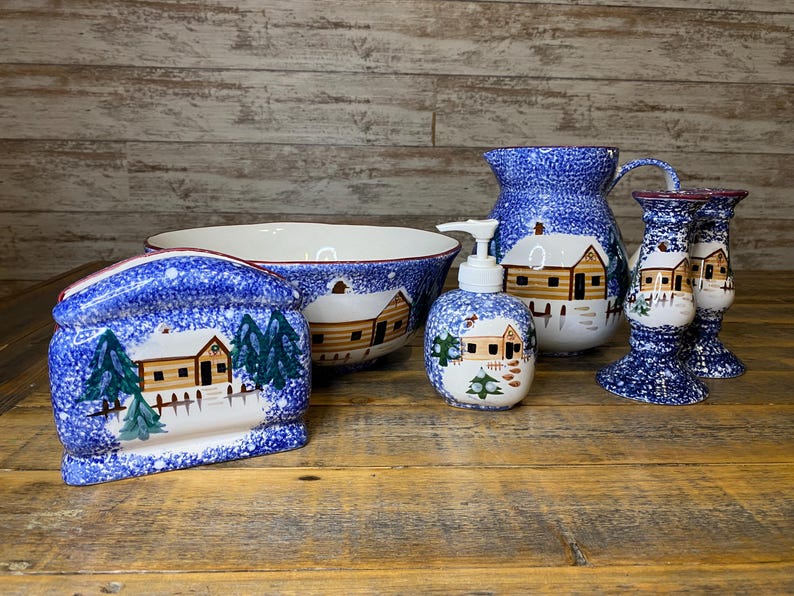 Vintage Winter Log Cabin Dishes – the Cooks Bazaar Collection - Etsy