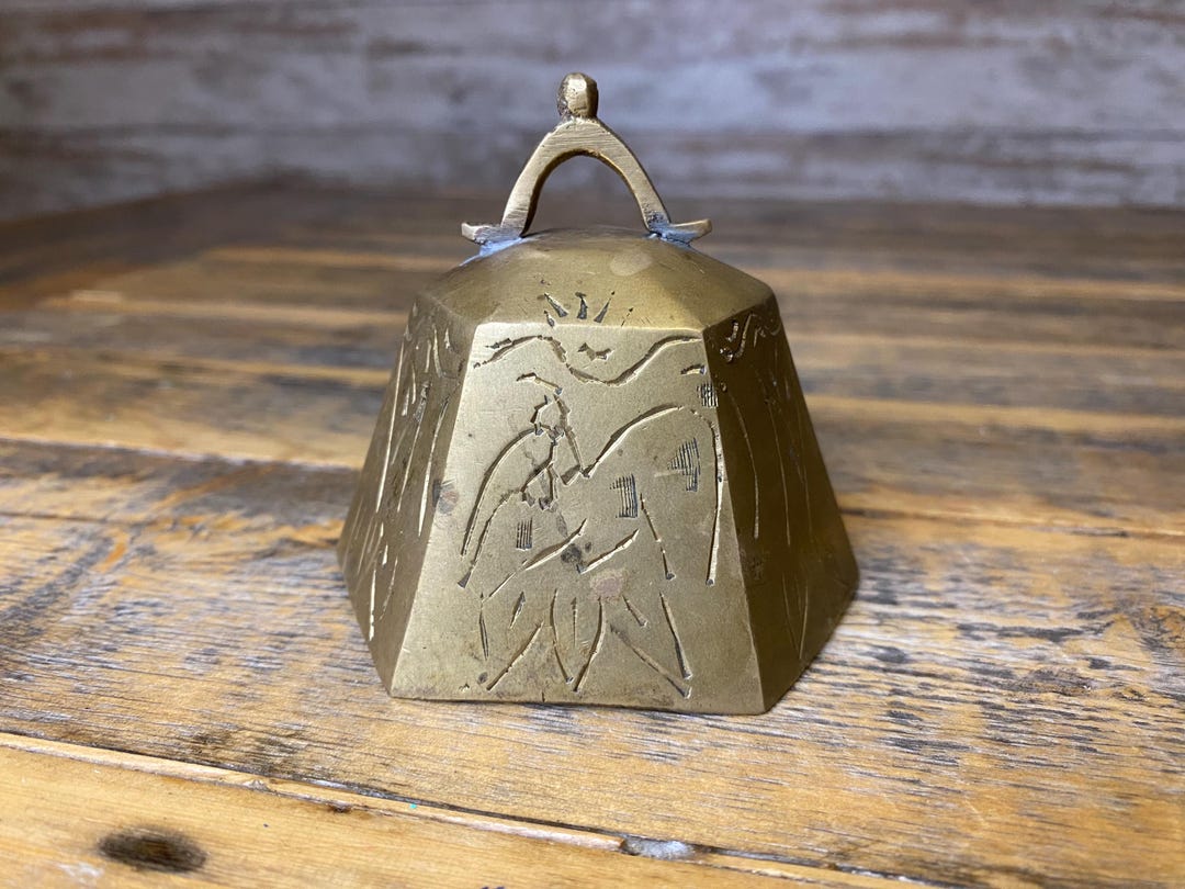 Vintage Etched Solid Brass 3" Chinese Hexagon Temple Gong Bell - Etsy