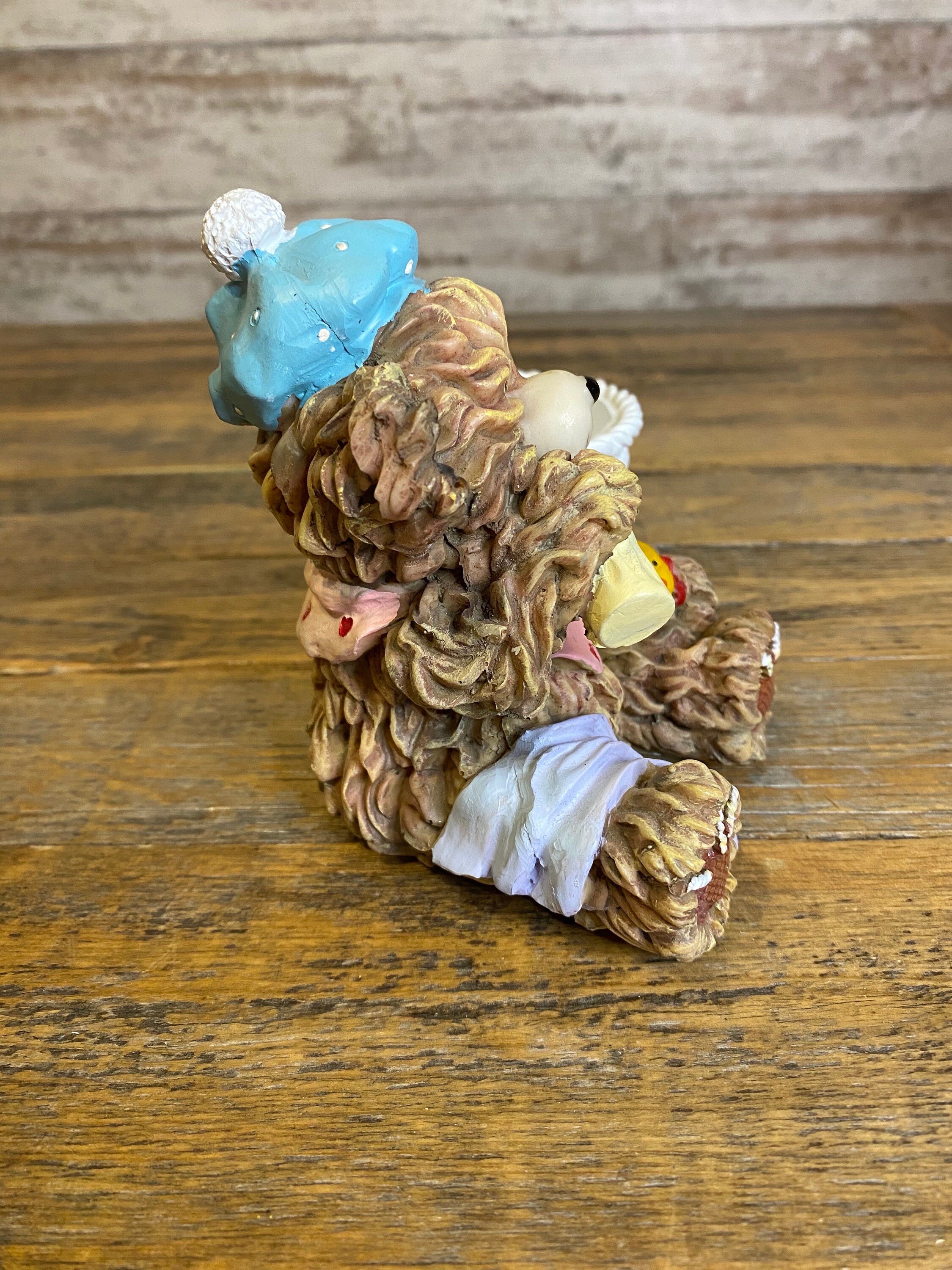 Vintage Teddy Bear Baby Holding Bottle and Rubber Duck With Basket ...