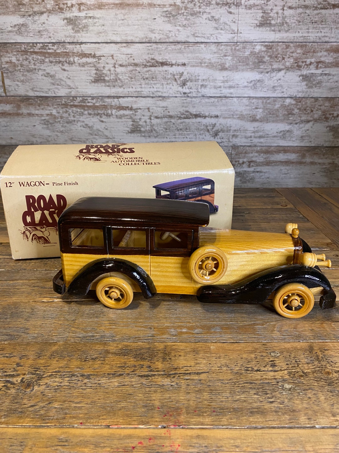 Vintage Wooden Wagon 12" Classic Car Model - Road Classics - Wooden ...
