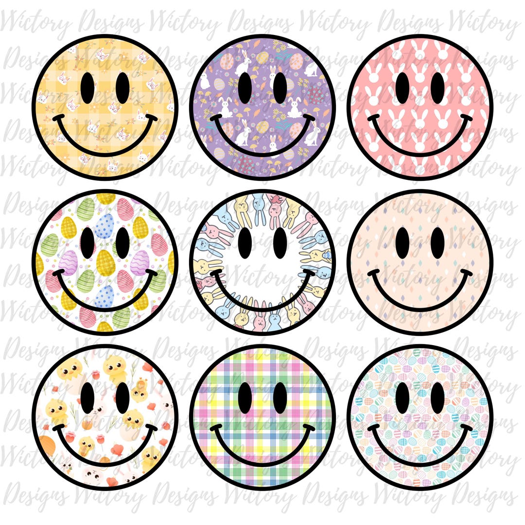 Easter Smiley Face PNG Set – Craft Graphics (digital Download) - Etsy