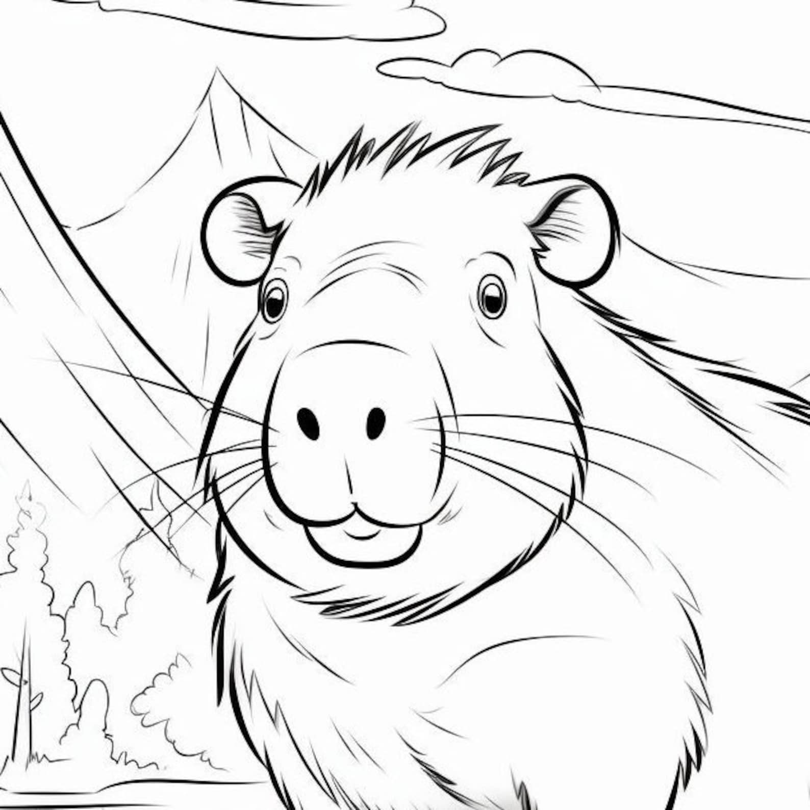 Capybara Coloring Page - Kids Coloring Page - Adult Coloring Page ...