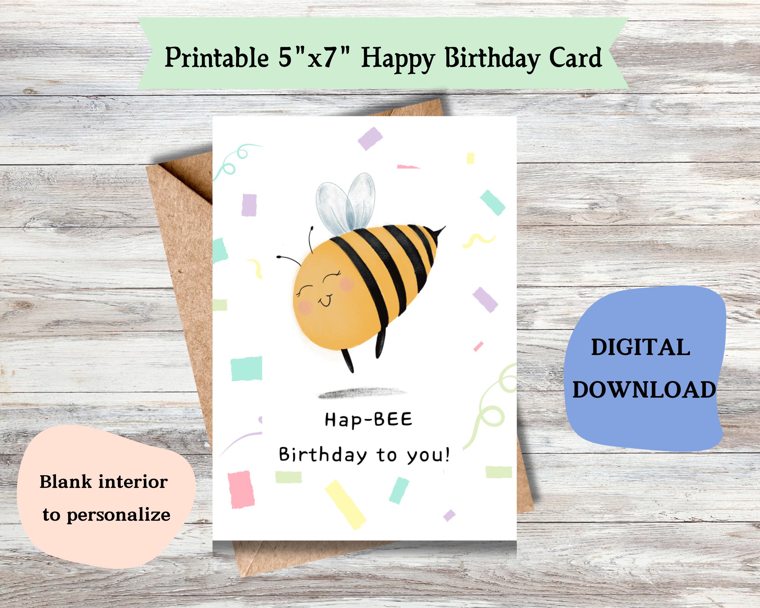 Happy Birthday - Happ-bee Birthday Card - Bee Birthday Card - Greeting ...