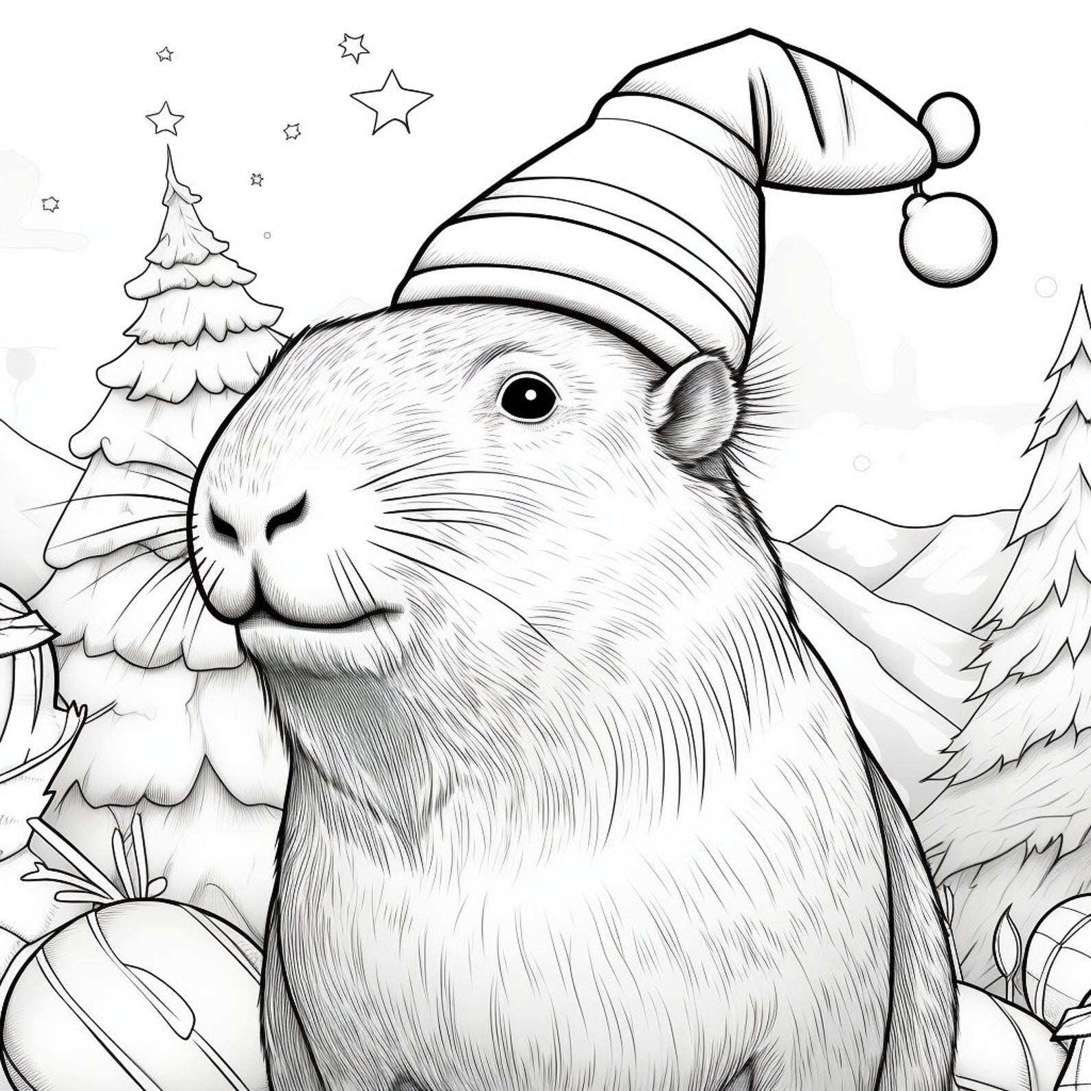 Capybara Coloring Page - Kids Coloring Page - Adult Coloring Page ...