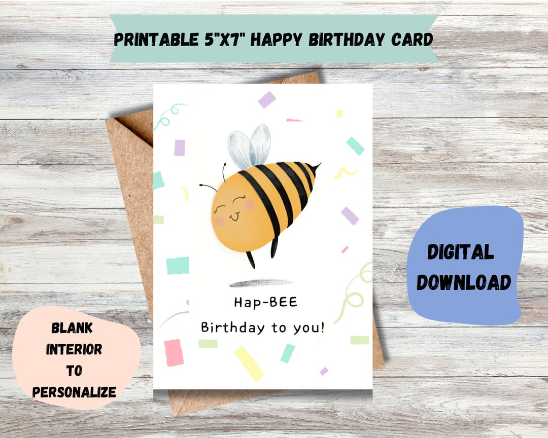 Hap-bee Birthday Bee Birthday Card Greeting Card Cute Bee Card Handmade ...