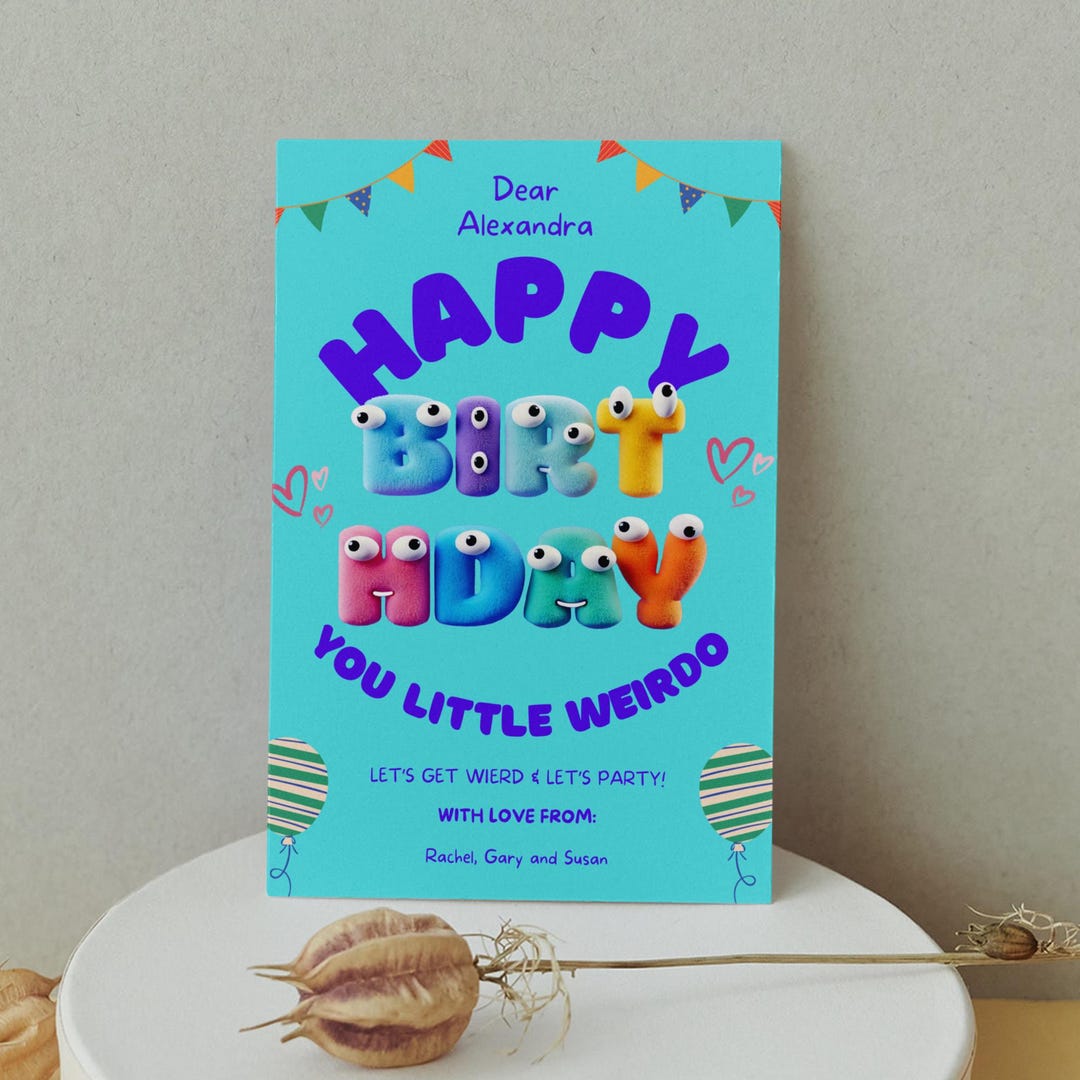 Editable Funny Birthday Card Template Colorful Canva Birthday Greeting ...