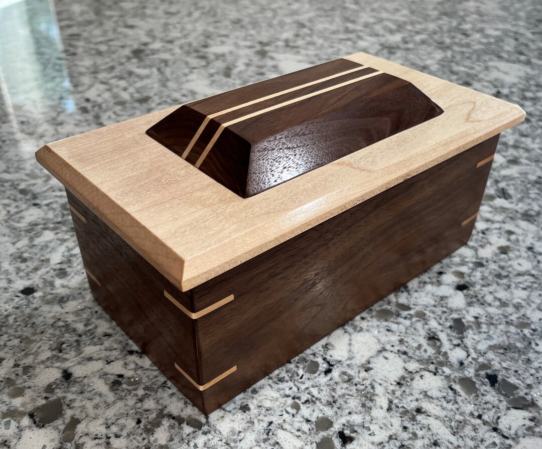 Hand-crafted Solid Walnut and Maple Keepsake Box - Etsy