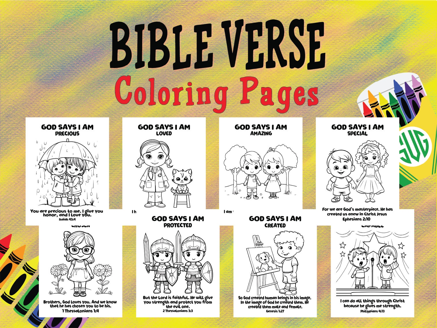 God Says I Am Bible Coloring Pages for Kids Christian Coloring Book ...