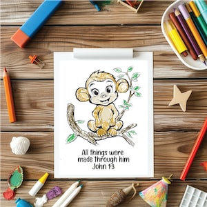 Bible Verse Coloring Pages for Kid Christian Safari Animal Coloring ...