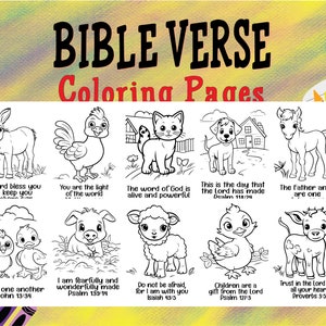 Bible Verse Coloring Pages for Kid Christian Farm Animal Coloring Book ...