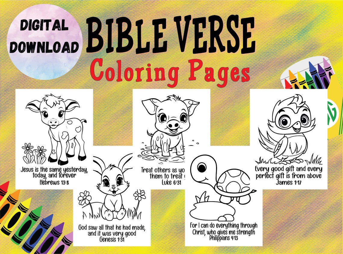 Bible Verse Coloring Pages for Kid Christian Farm Animal Coloring Book ...